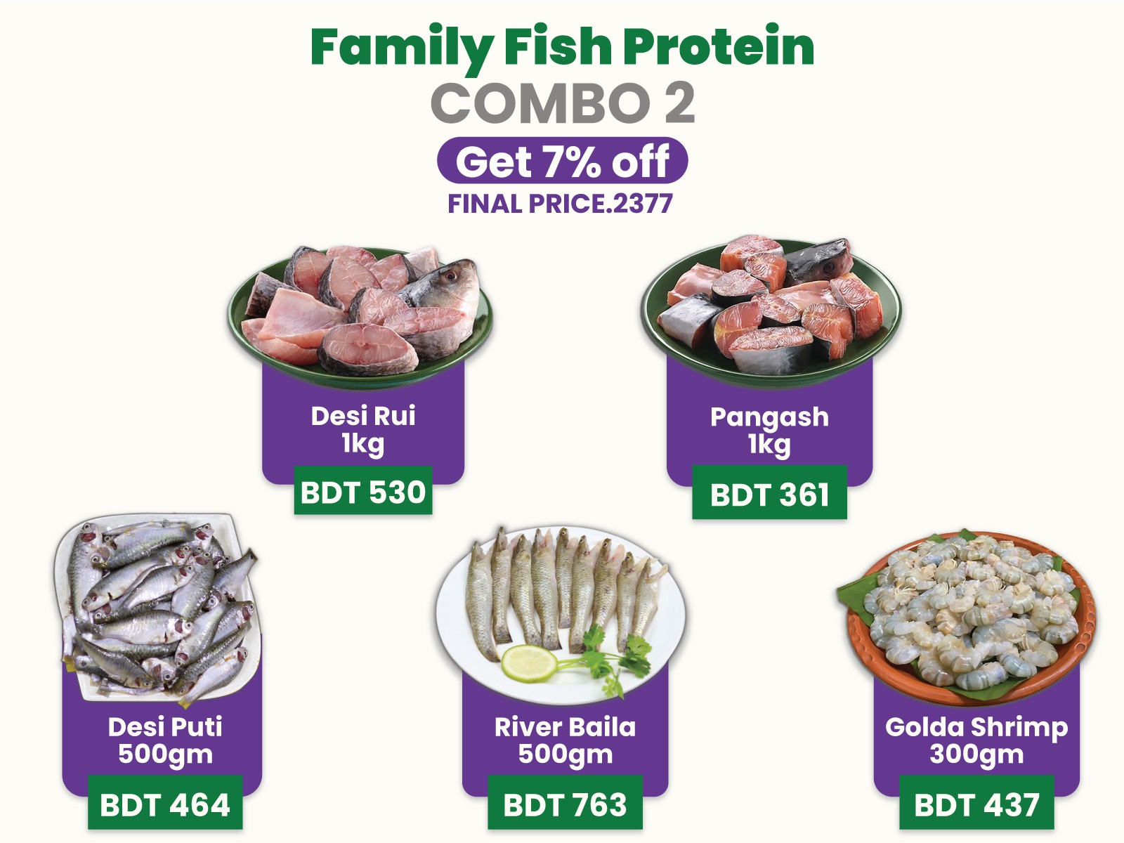 Fresh Today - Family Fish Protein Combo- 2 (Deshi Ruhi Fish R/C- 1.00 ...