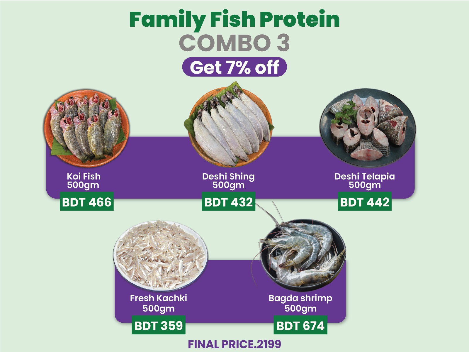 Fresh Today - Family Fish Protein Combo- 3 (Deshi Koi Fish R/C- 500.gm+ ...